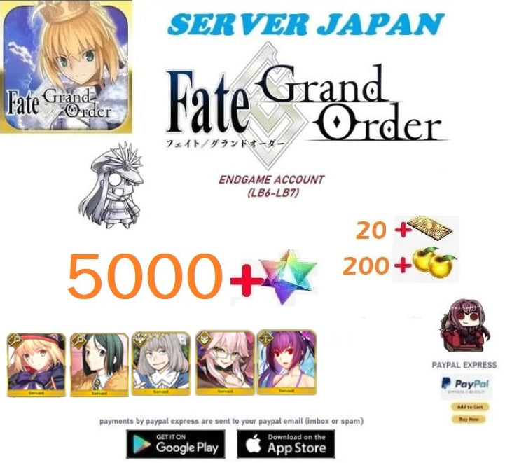 [JAPAN SERVER] 5000 SQ Fate Grand Order FGO Endgame Reroll Account – Malboro18Games