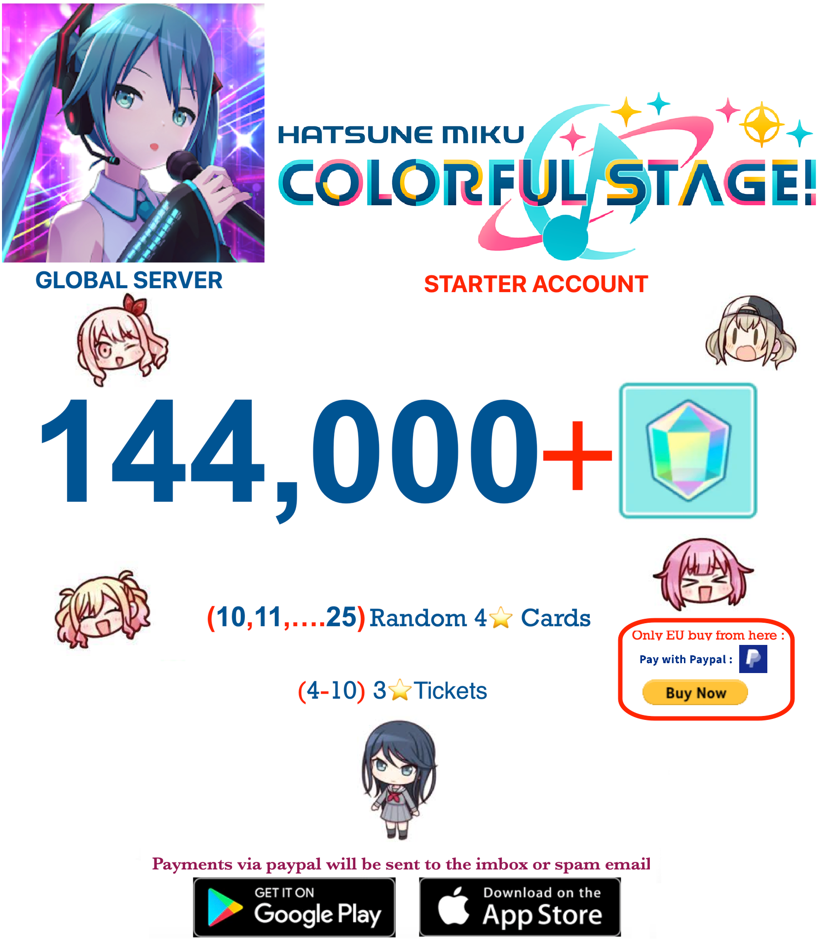 ⭐[GLOBAL] 75000+ 1+ 4*Gems Project Sekai Colorful Stage ft. Hatsune ...