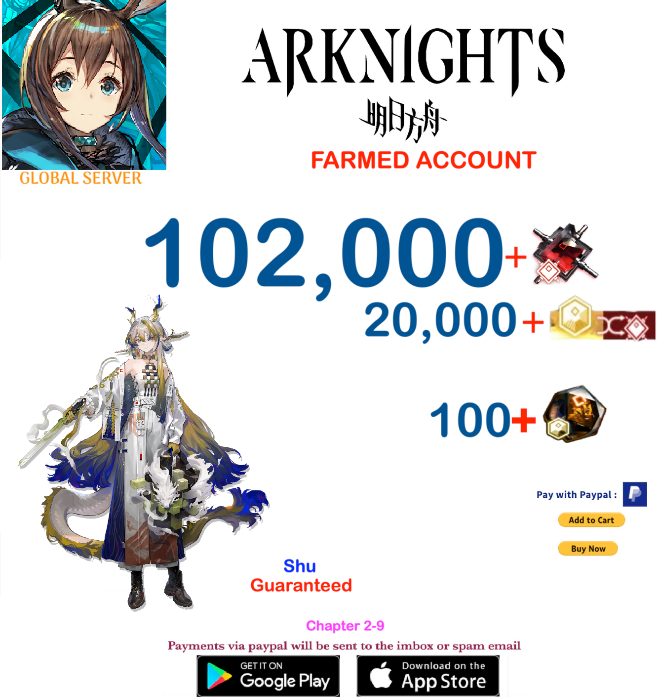 [Global Server] 102,000 +Orundum + Shu Arknights Farmed Account v2 ...